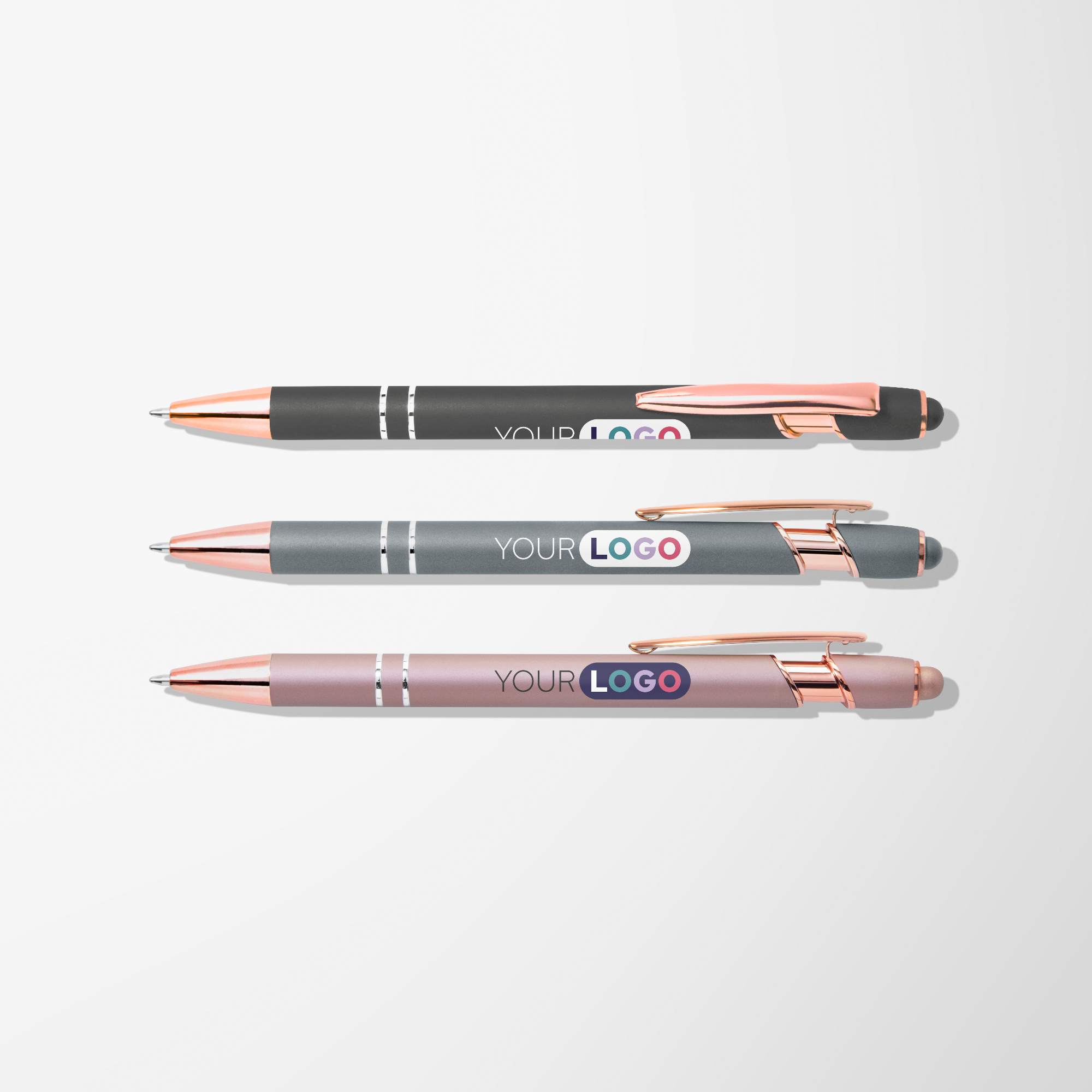 Custom Full Color Mineral Alpha Pen with Rose Gold Trim | Pens.com