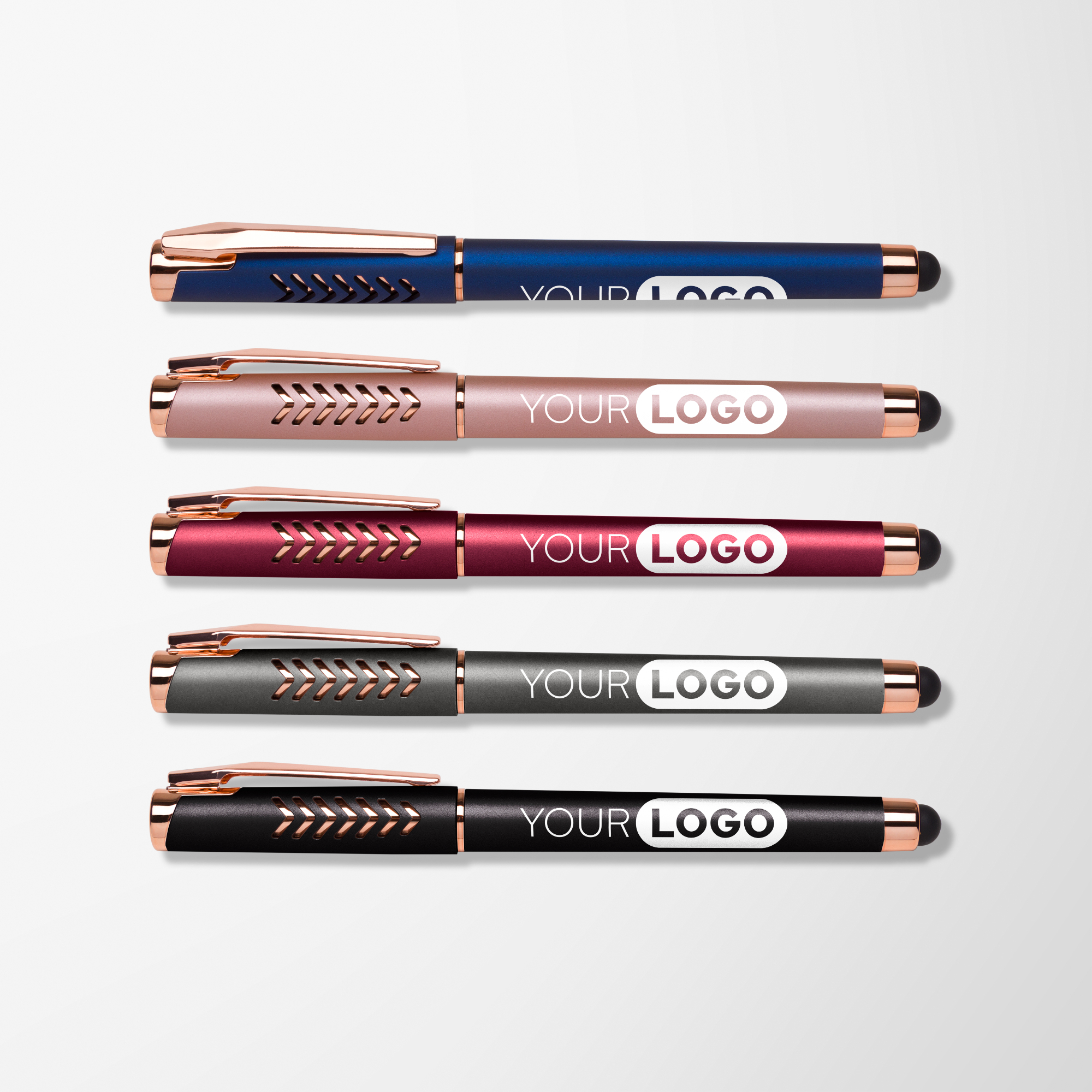 Stylo-stylet à encre gel Hughes avec capuchon à chevrons Publicitaire ...