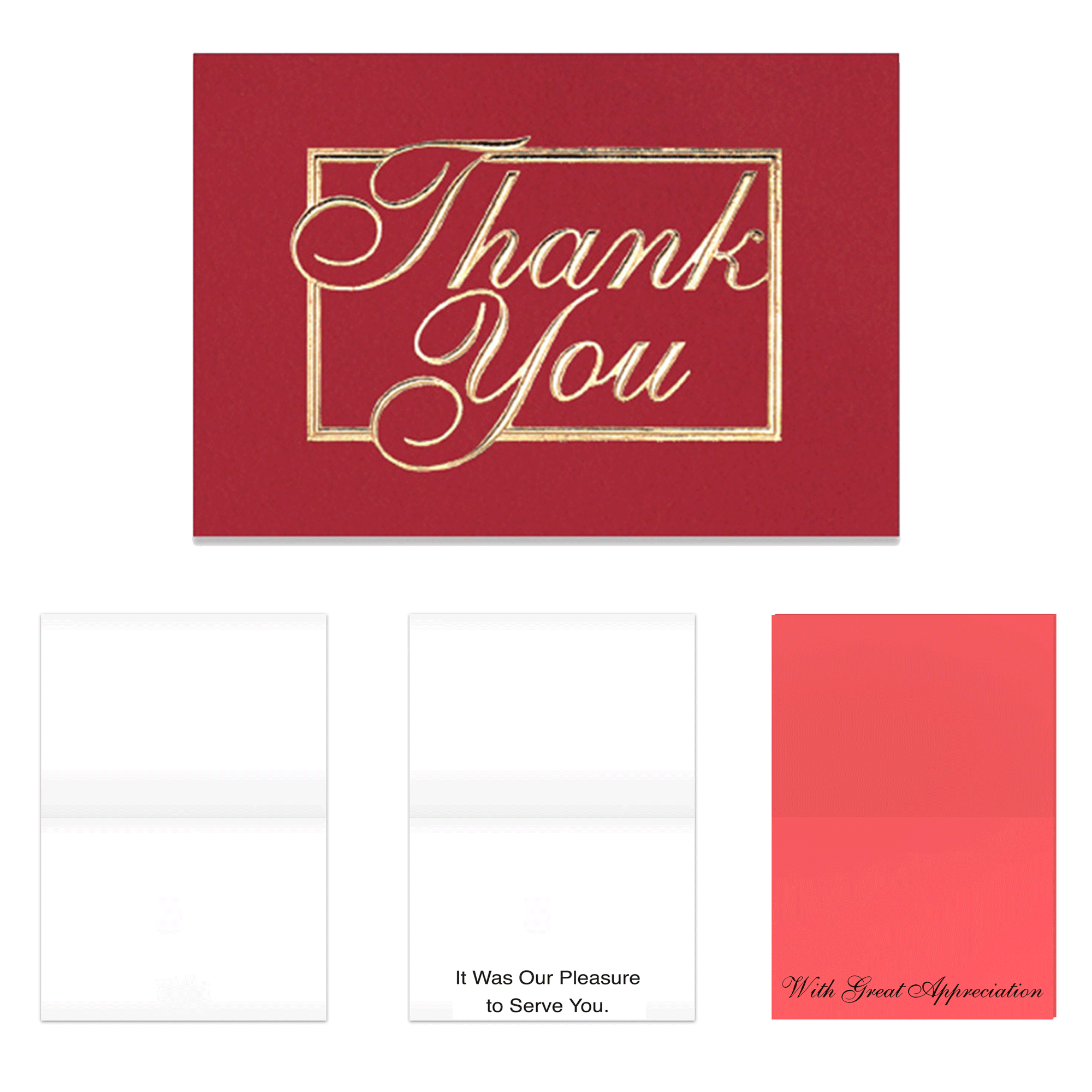 Custom Red and Gold Thank You Greeting Card | Pens.com
