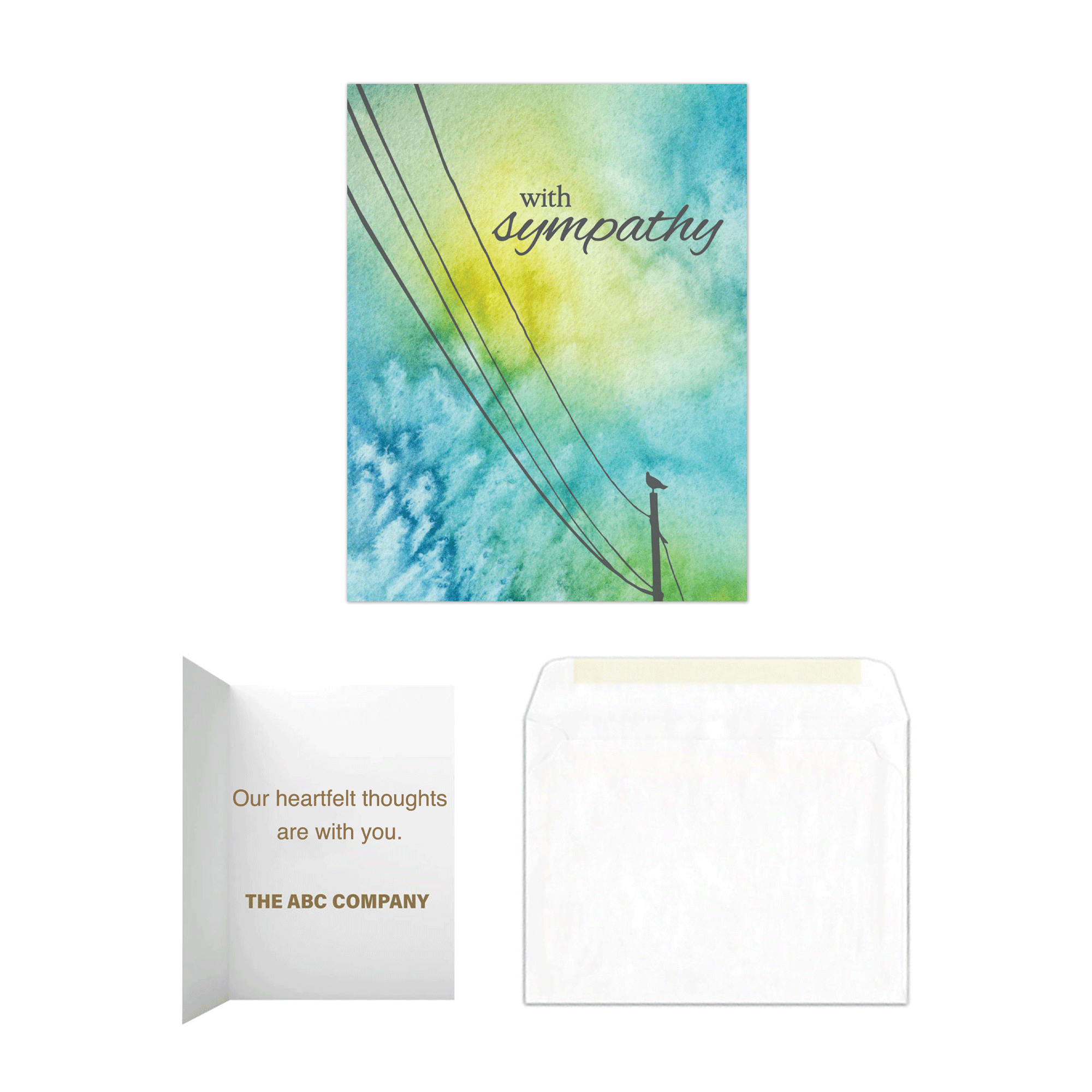 Custom Watercolor Bird Sympathy Card - Full Color | Pens.com