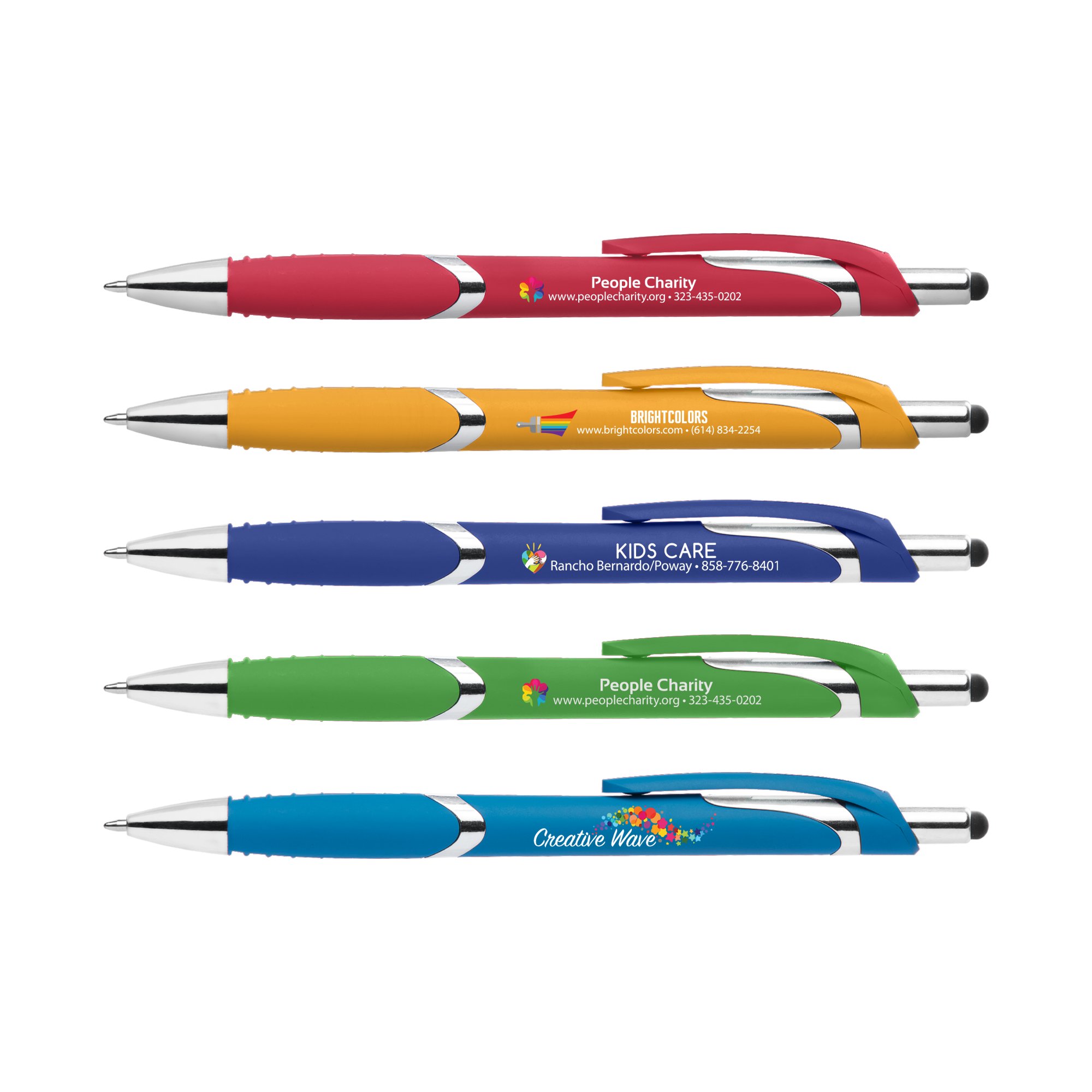 Stylo à stylet de couleur vive soft touch Splendor à impression en ...