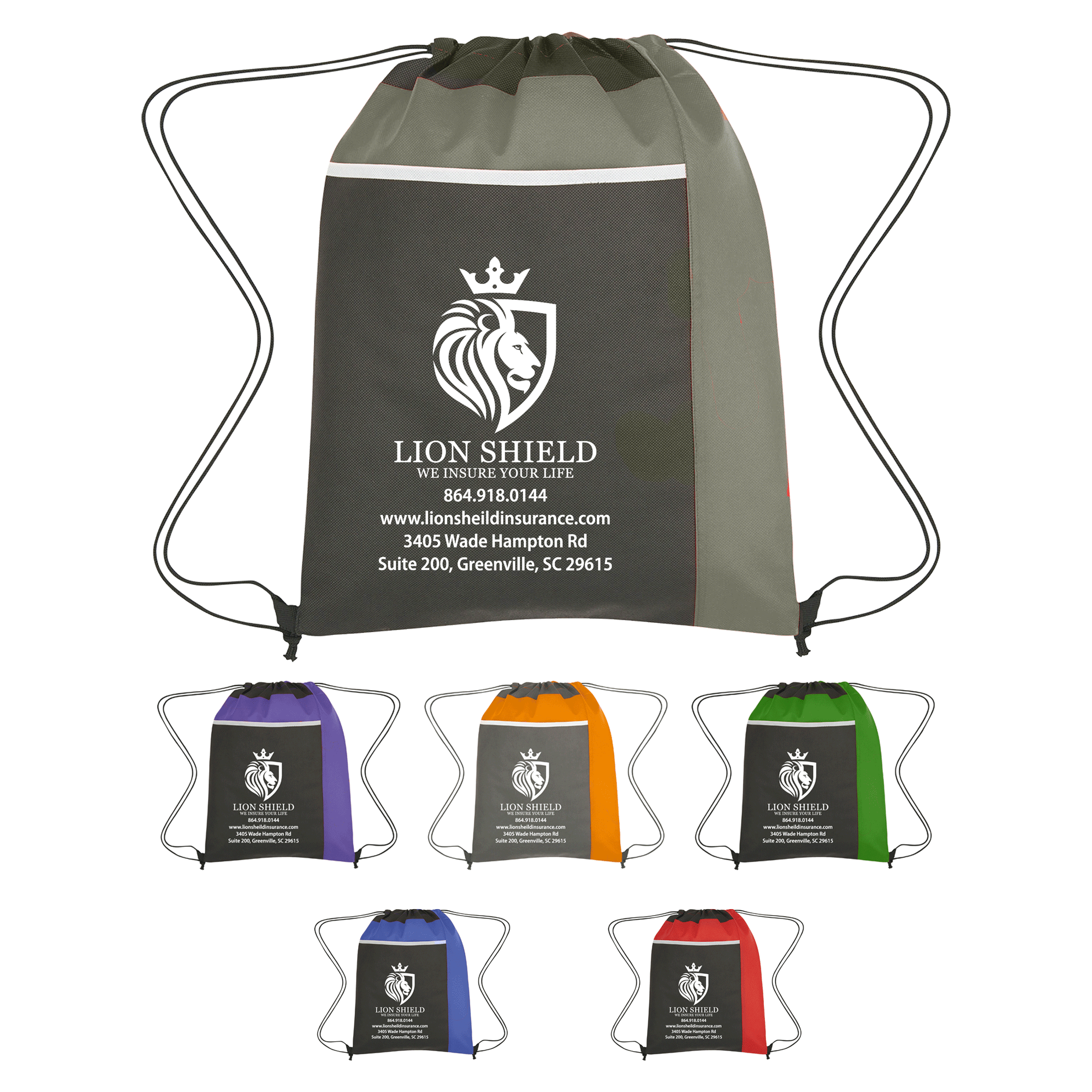 Custom Non-Woven Drawstring Pack With Large Front Pocket | Pens.com