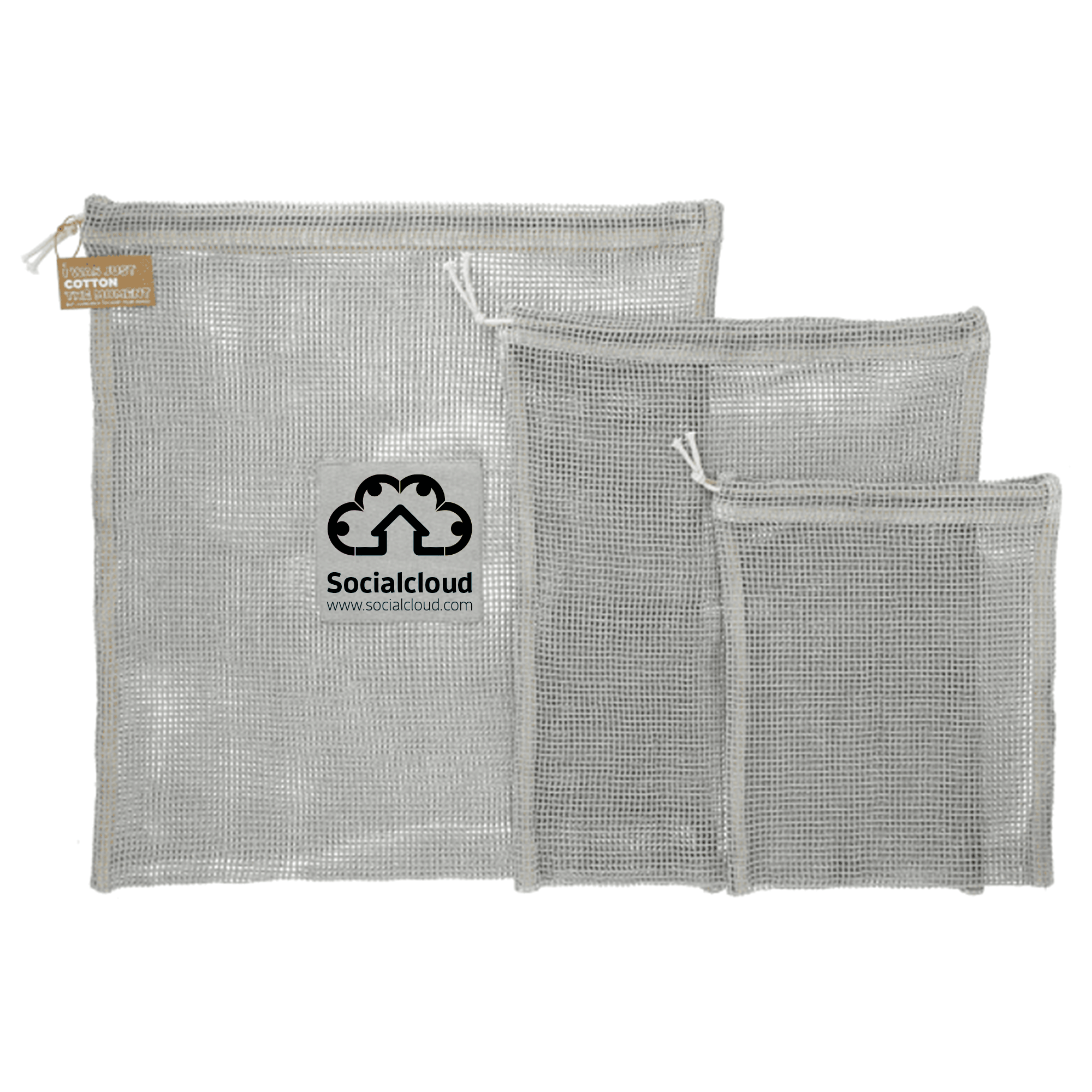 Custom Recycled Cotton Mesh Cinch Pouch Set | Pens.com