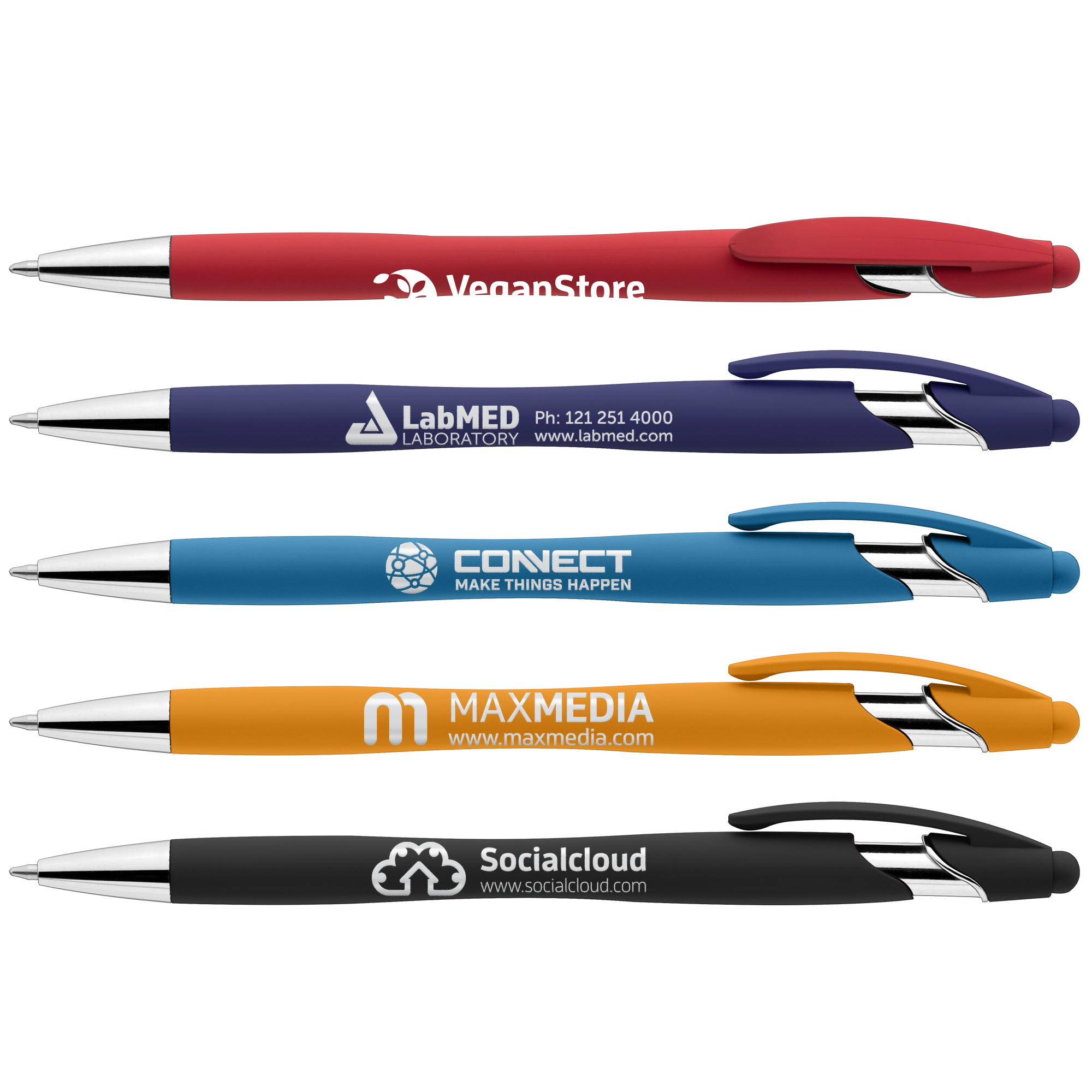 Custom Bright Soft Touch Vortex Stylus Pen | Pens.com