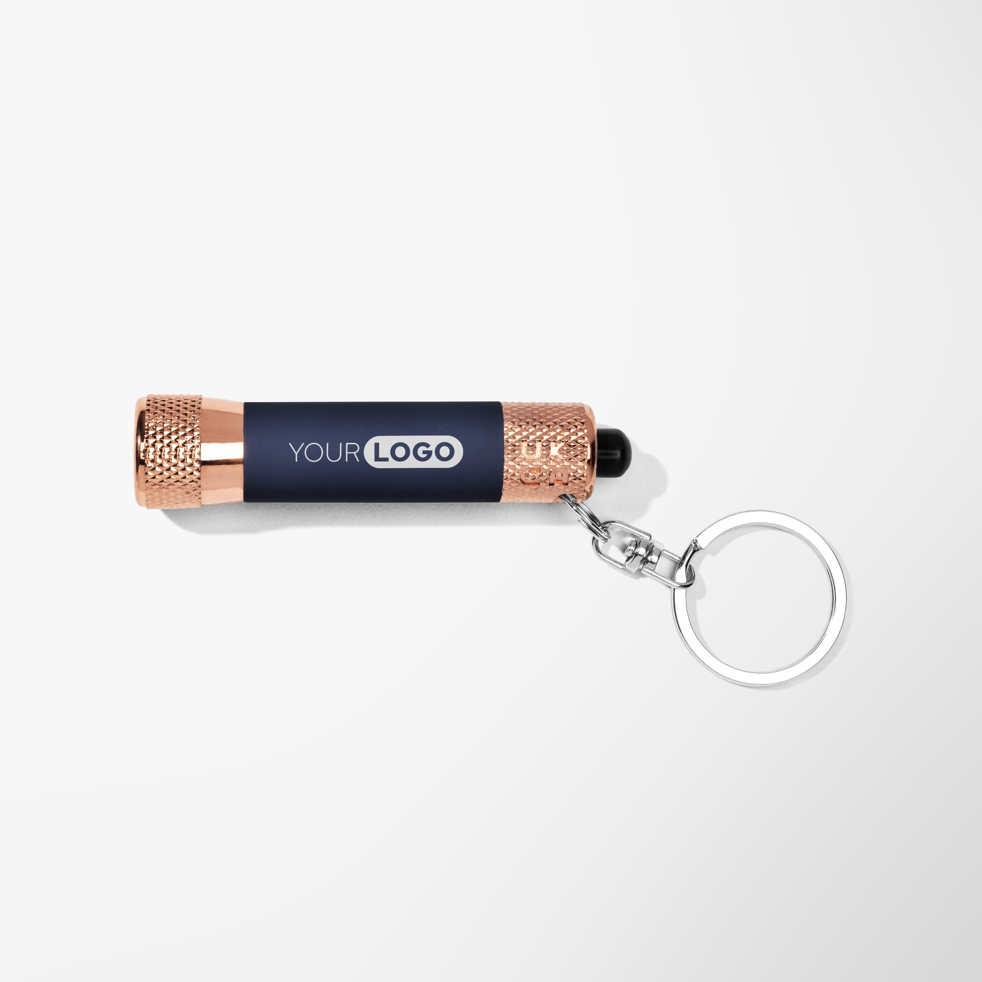 Custom Engraved 3 LED Flashlight Keychain with Rose Gold Trim | Pens.com