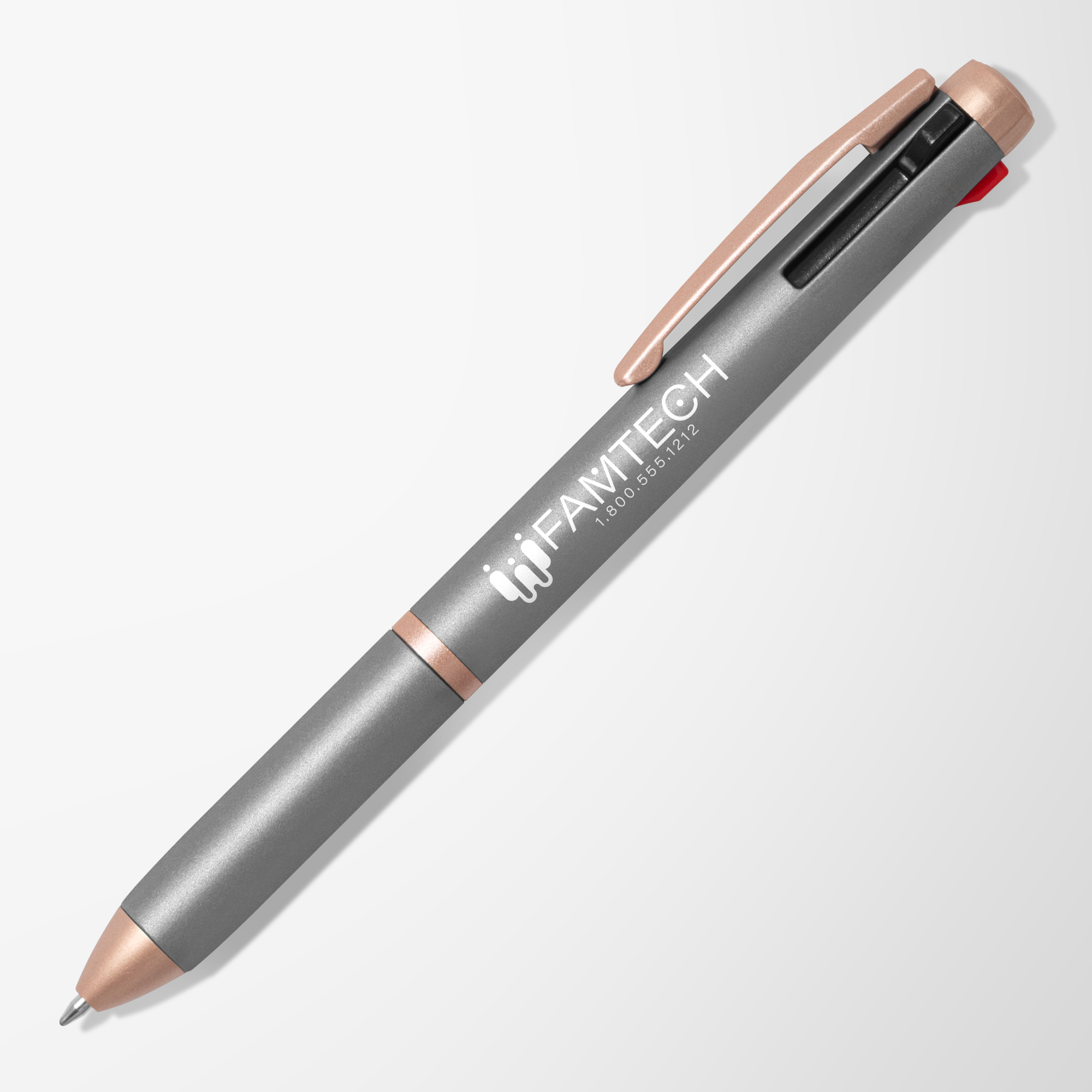 Custom Trio 3-Ink Pen with Rose Gold Trim | Pens.com