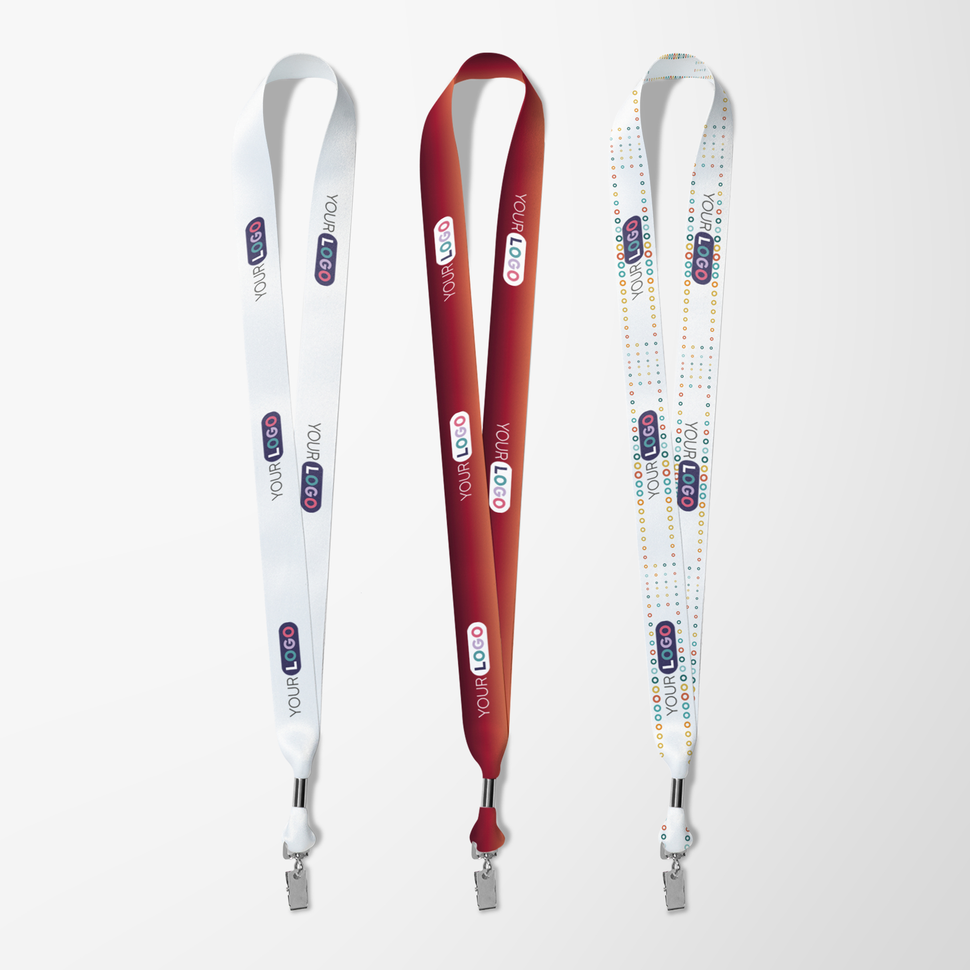 Custom Full Color 1" Zoe Recycled Lanyard with Bulldog Clip | Pens.com