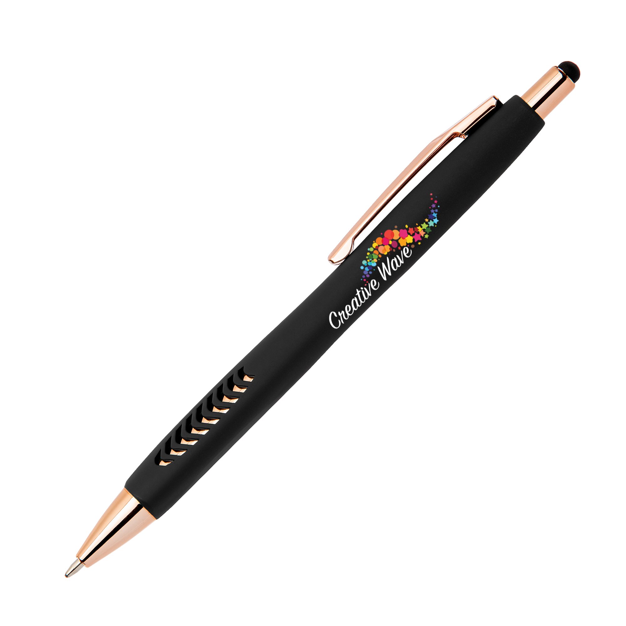 Promotional Full Color Soft Touch Basilia Stylus Pen with Rose Gold ...