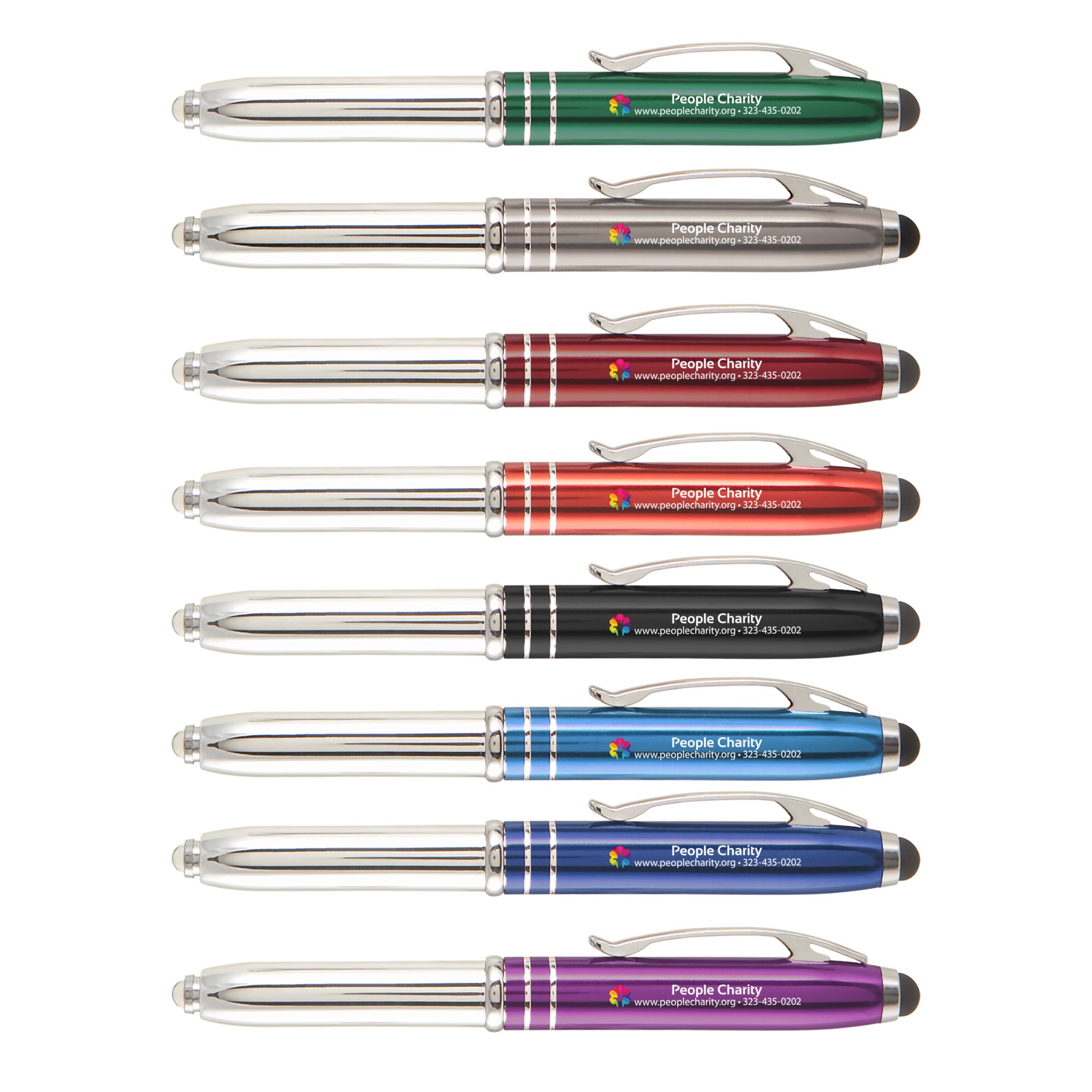 Stylo-stylet lumineux Ace imprimé en couleur Publicitaire | Pens.com