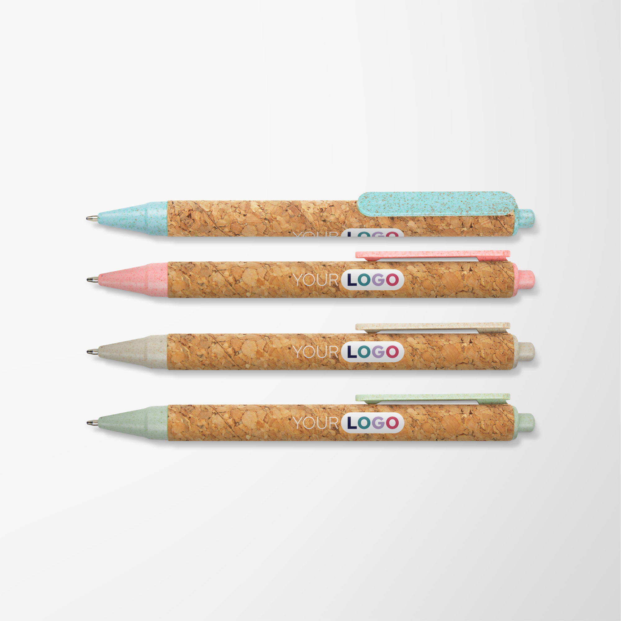 Stylo en liège Coreat avec finitions en fibres de blé et impression en ...