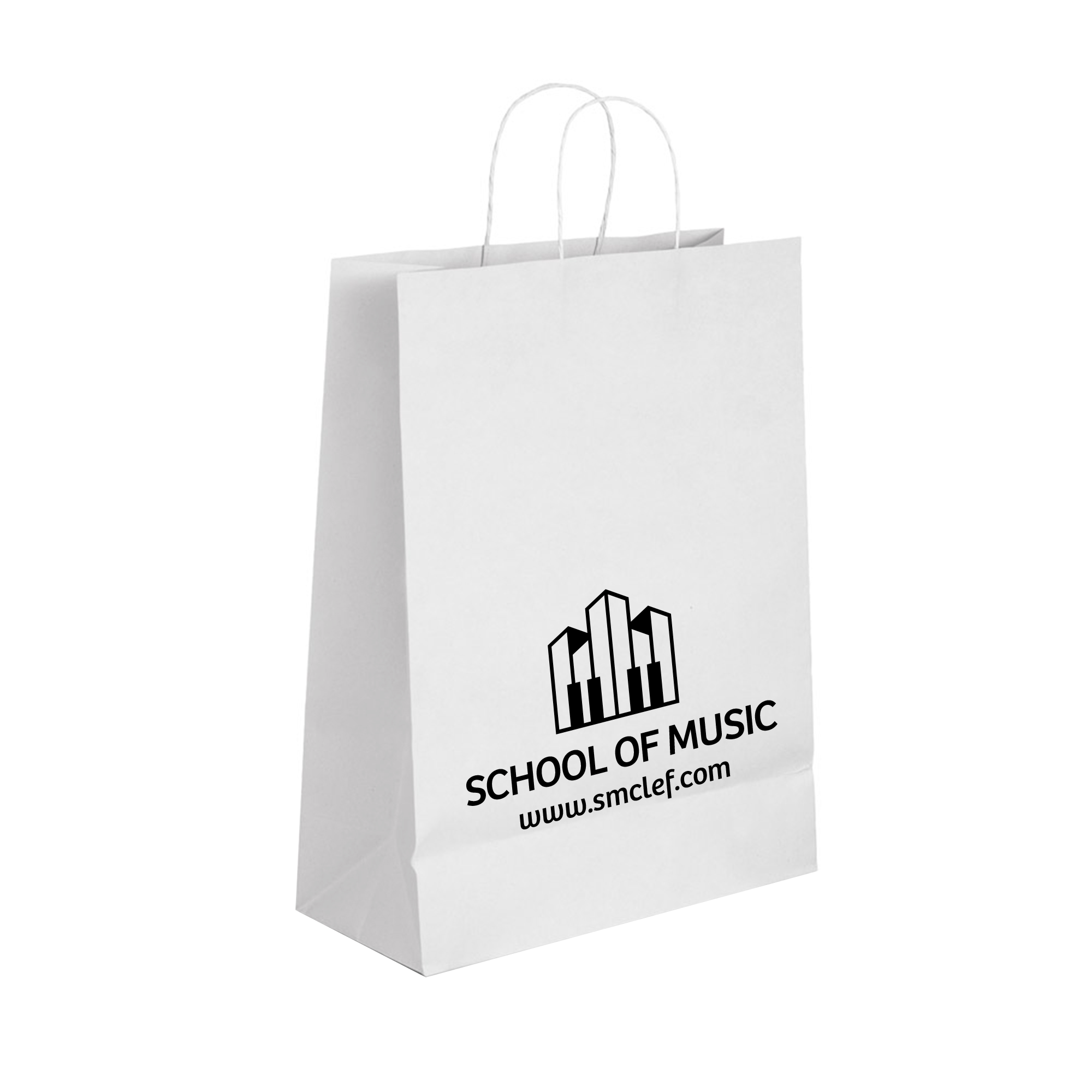 Promotional 230 x 180 mm Citadel White Kraft Paper Bag with Logo | Pens.com