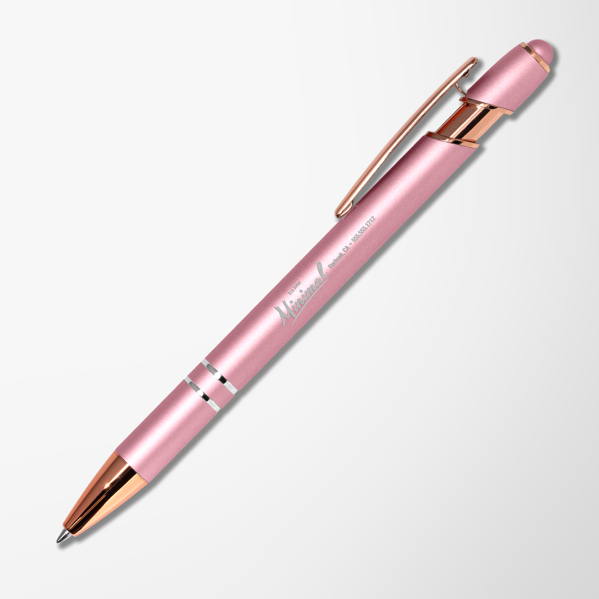 Custom Mineral Alpha Gel Pen with Rose Gold Trim | Pens.com