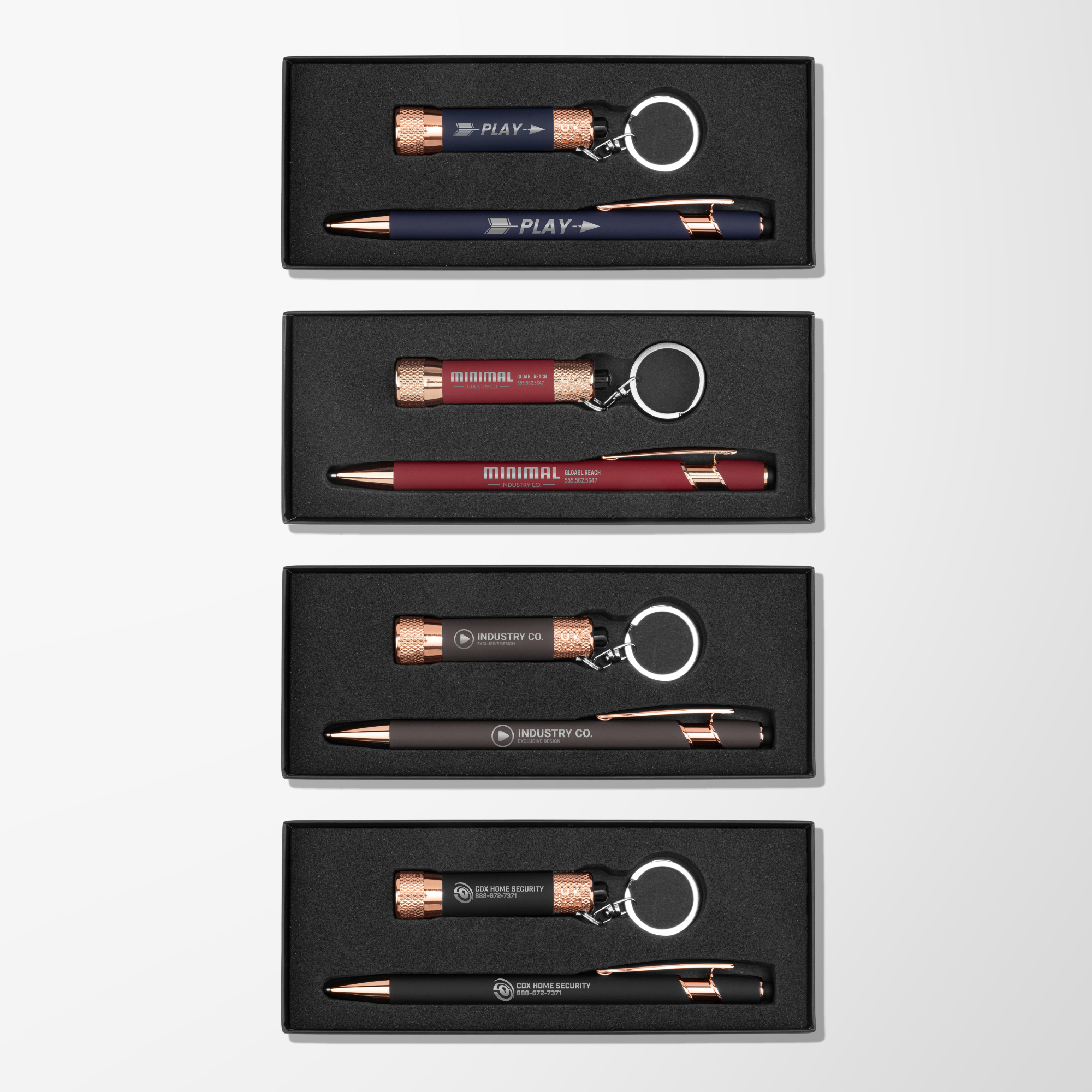 Custom Rose Gold Alpha Gift Set in Criss-Cross Box | Pens.com