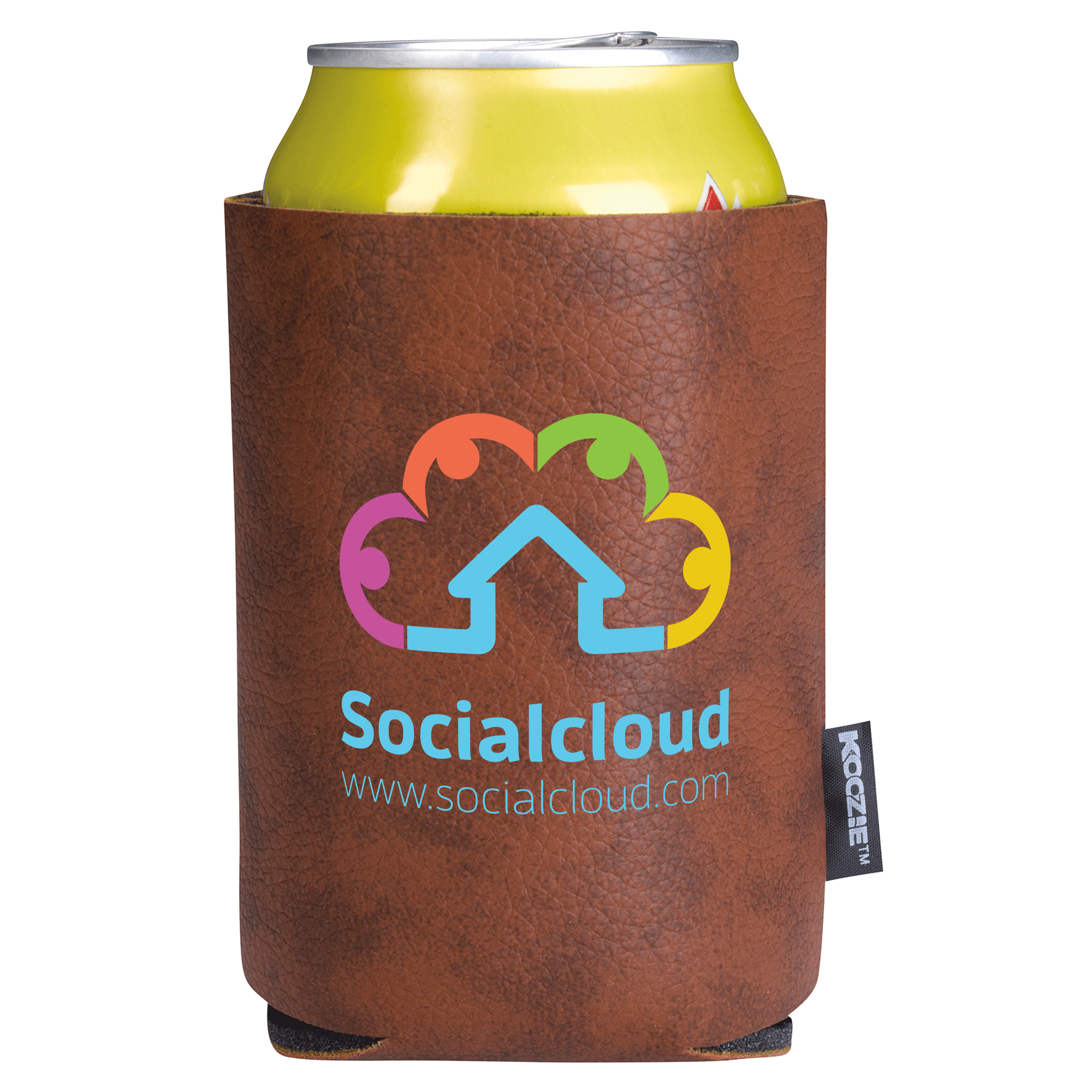 Custom Full Color Koozie® Leather-Like Can Cooler | Pens.com