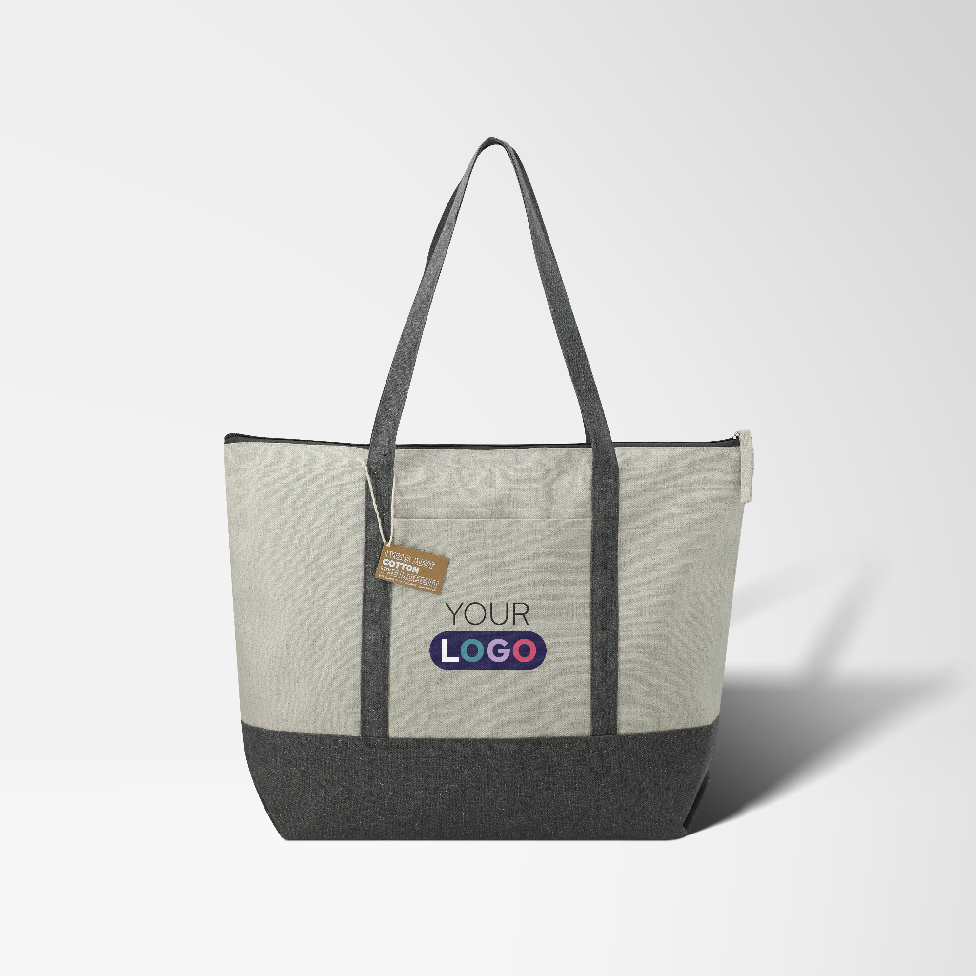 Custom Full Color Repose 10 oz. Recycled Cotton Zippered Tote | Pens.com