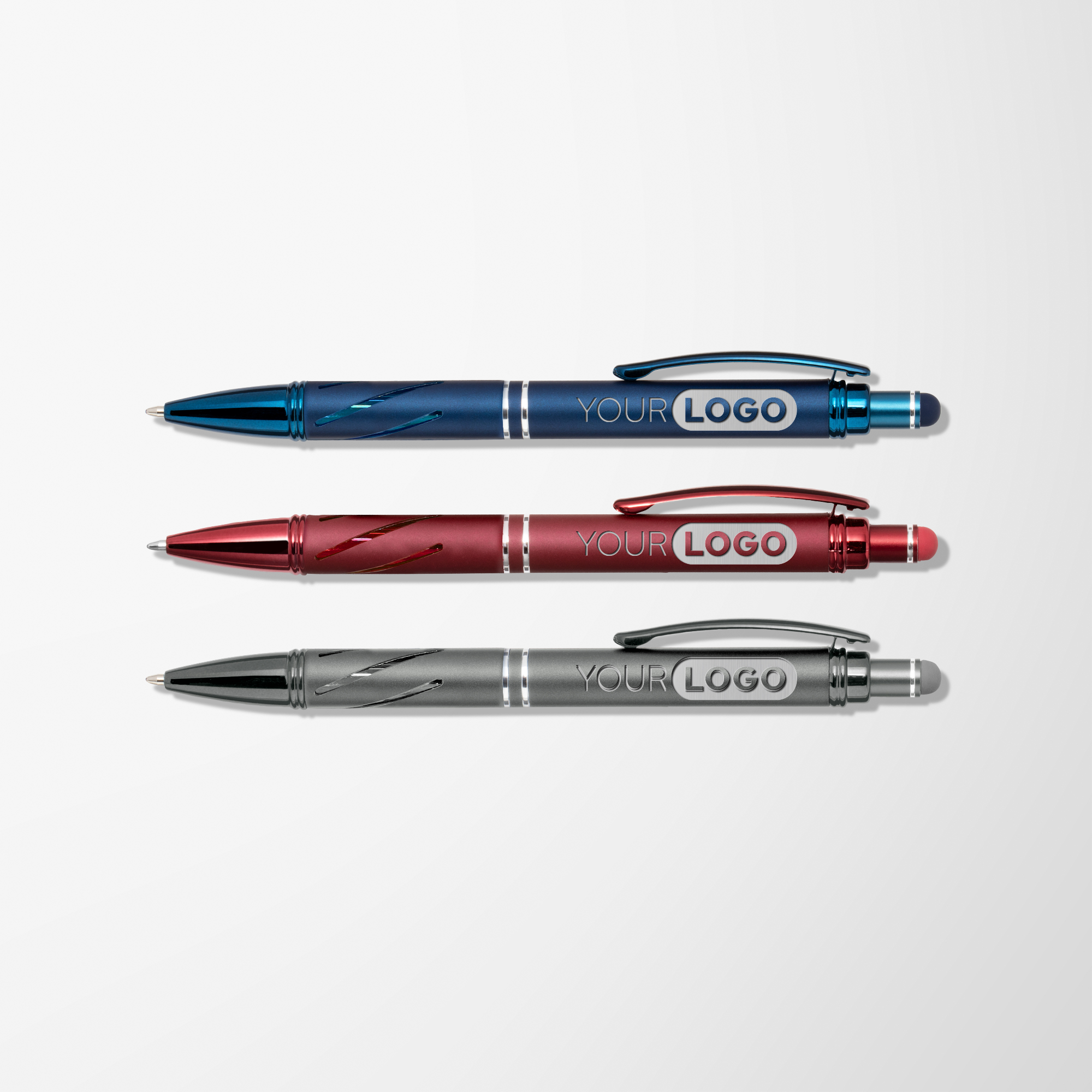 Promotional Engraved Monochrome Diamond Stylus Pen with Shiny Grip with ...