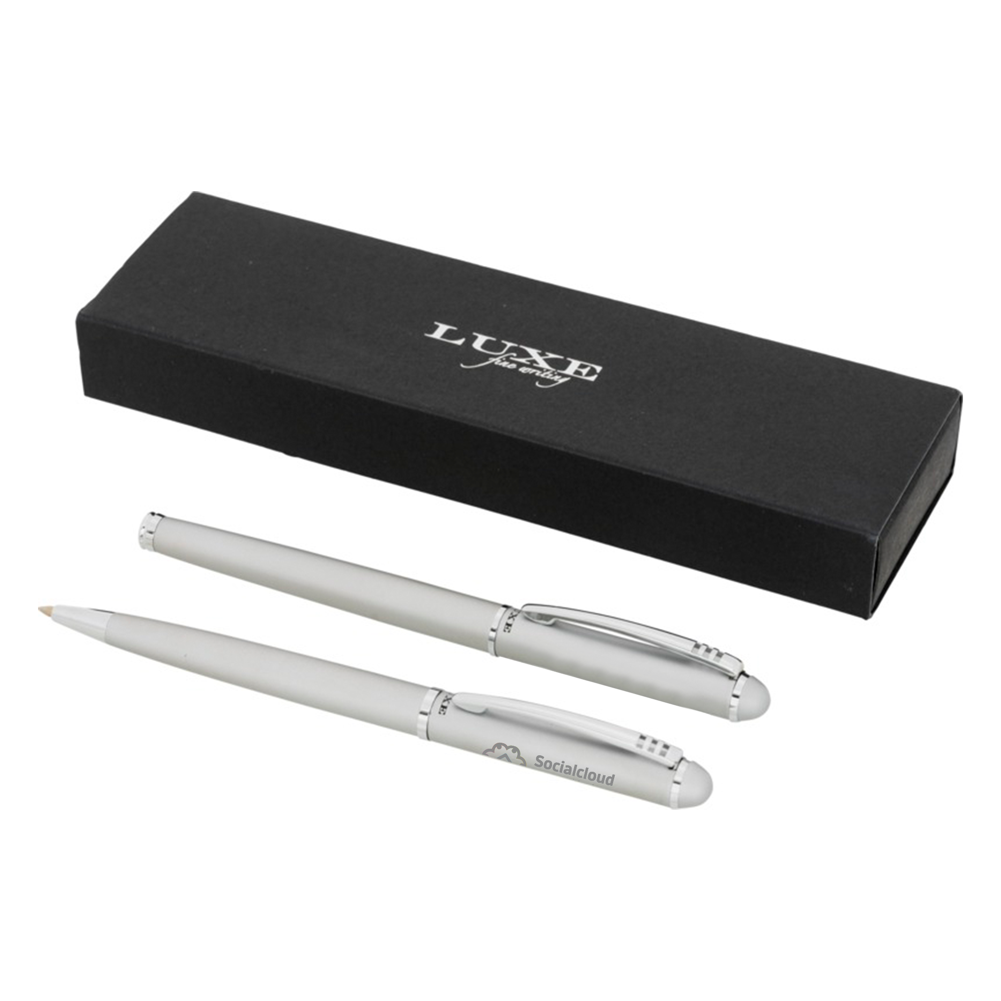 Promotional Engraved Silver Andante Duo Pen Gift Set with Logo | Pens.com