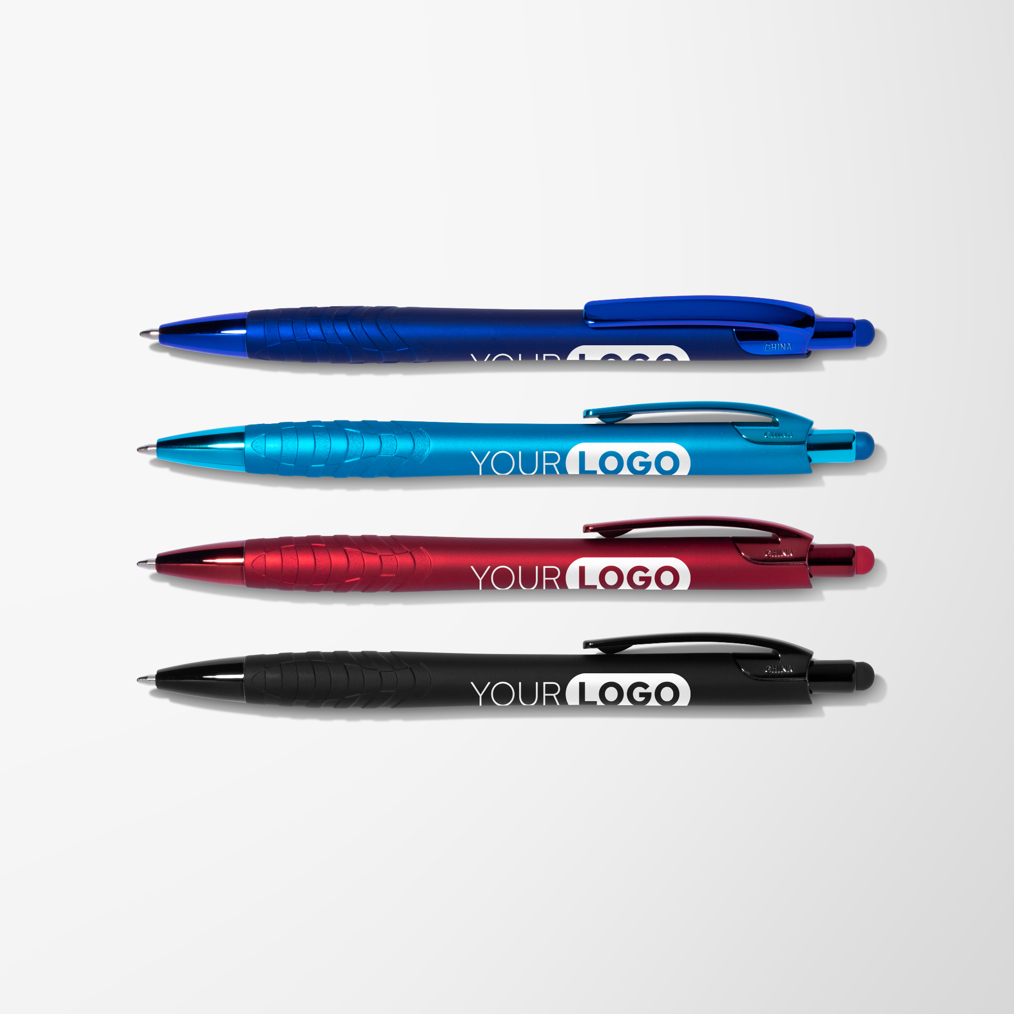 Custom Monochrome Soft Touch Wave Stylus Pen | Pens.com