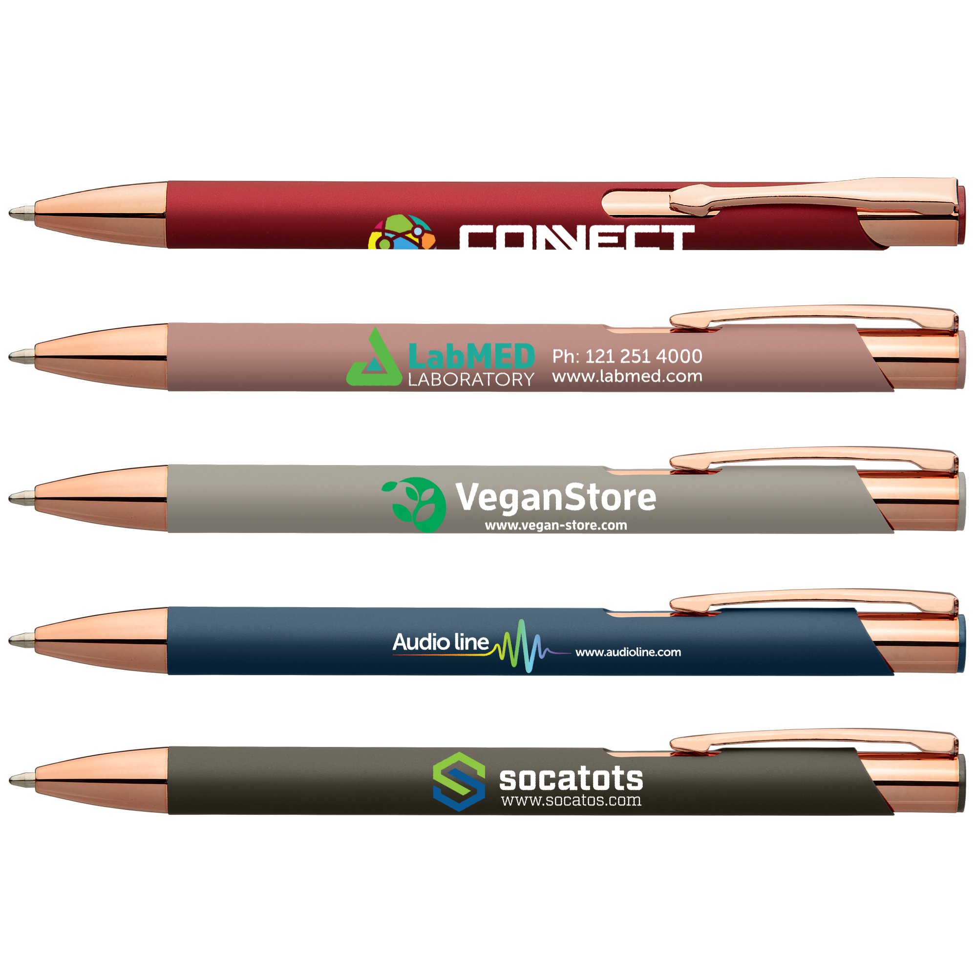 Promotional Full Colour Paragon Pen with Rose Gold Trim with Logo ...