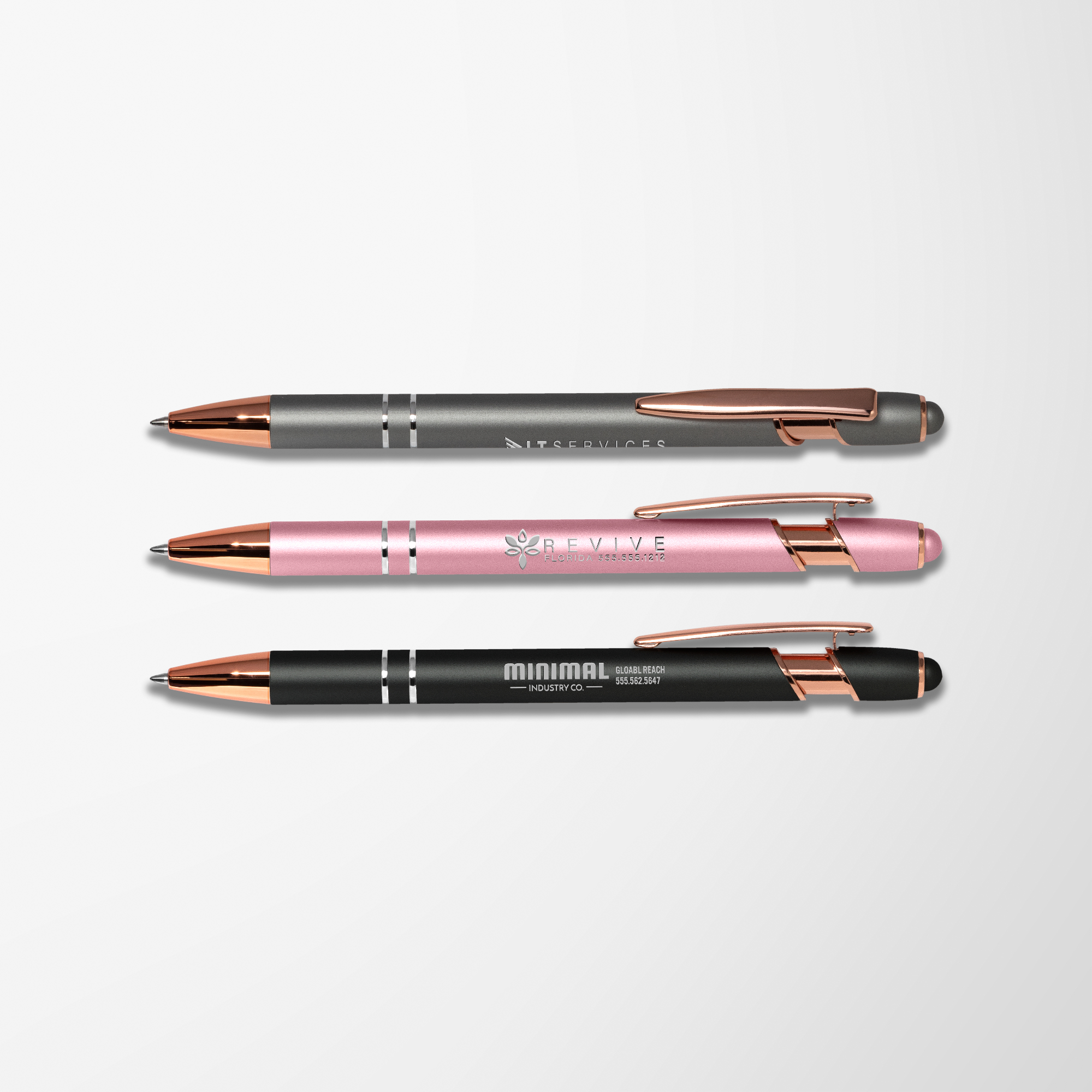 Custom Mineral Alpha Gel Pen with Rose Gold Trim | Pens.com CA