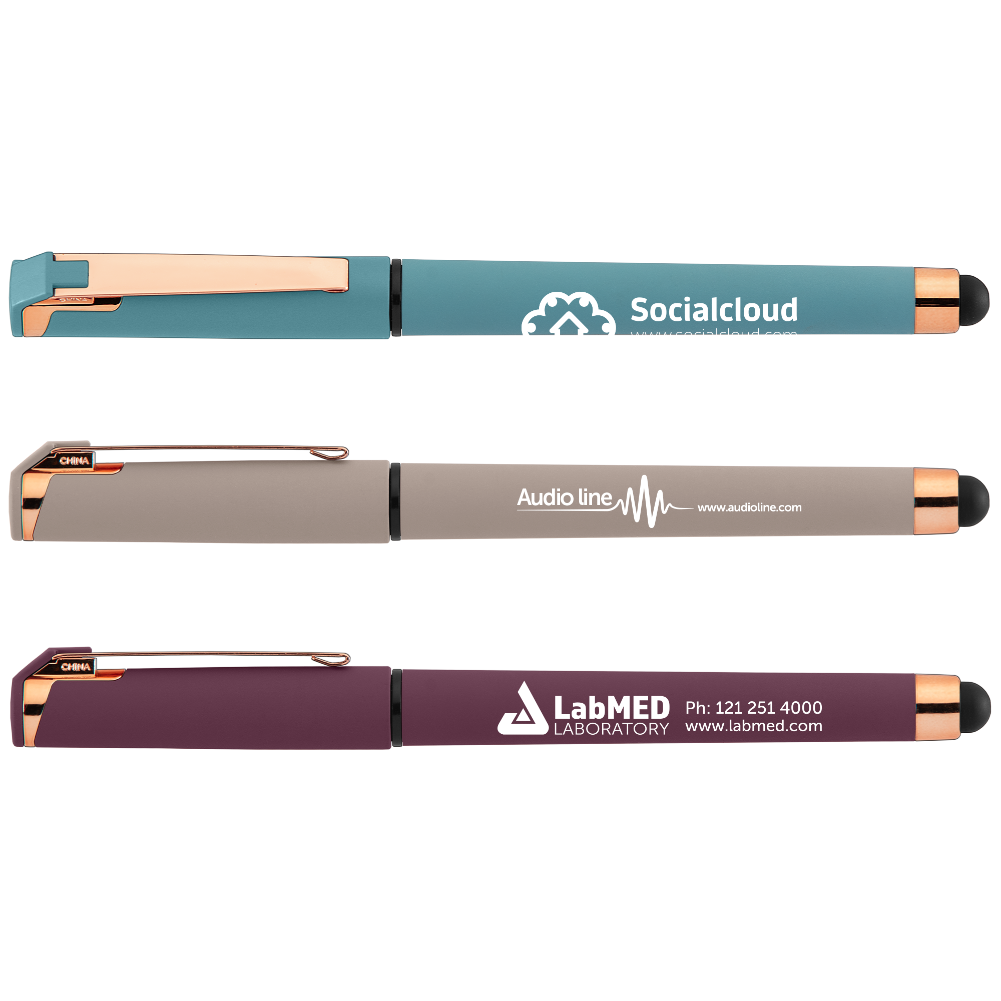 Promotional Coastal Hughes Gel Pen with Rose Gold Trim with Logo | Pens.com