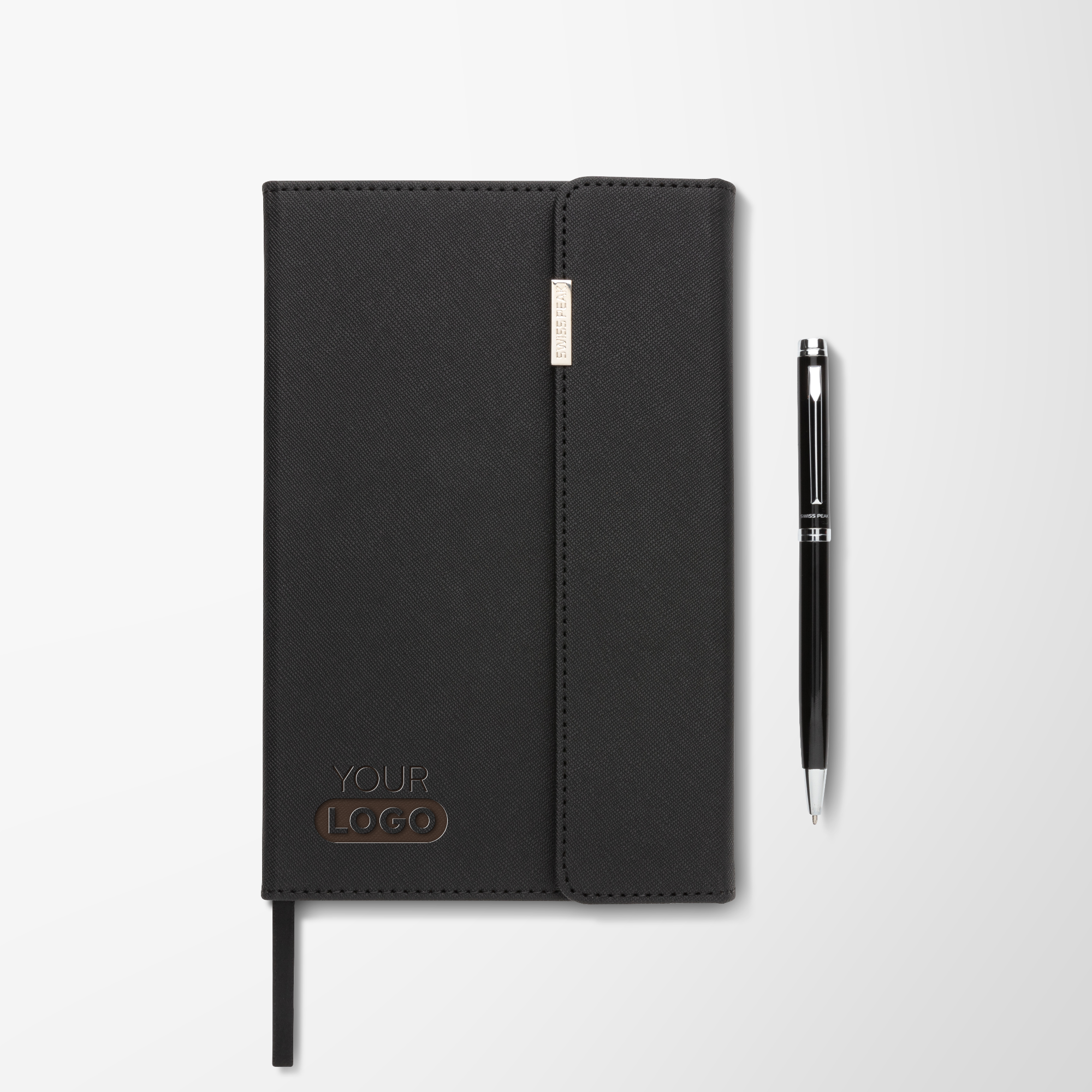 Gegraveerde Swiss Peak Deluxe set met A5 notitieboek en pen Bedrukken met Logo | Pens.com