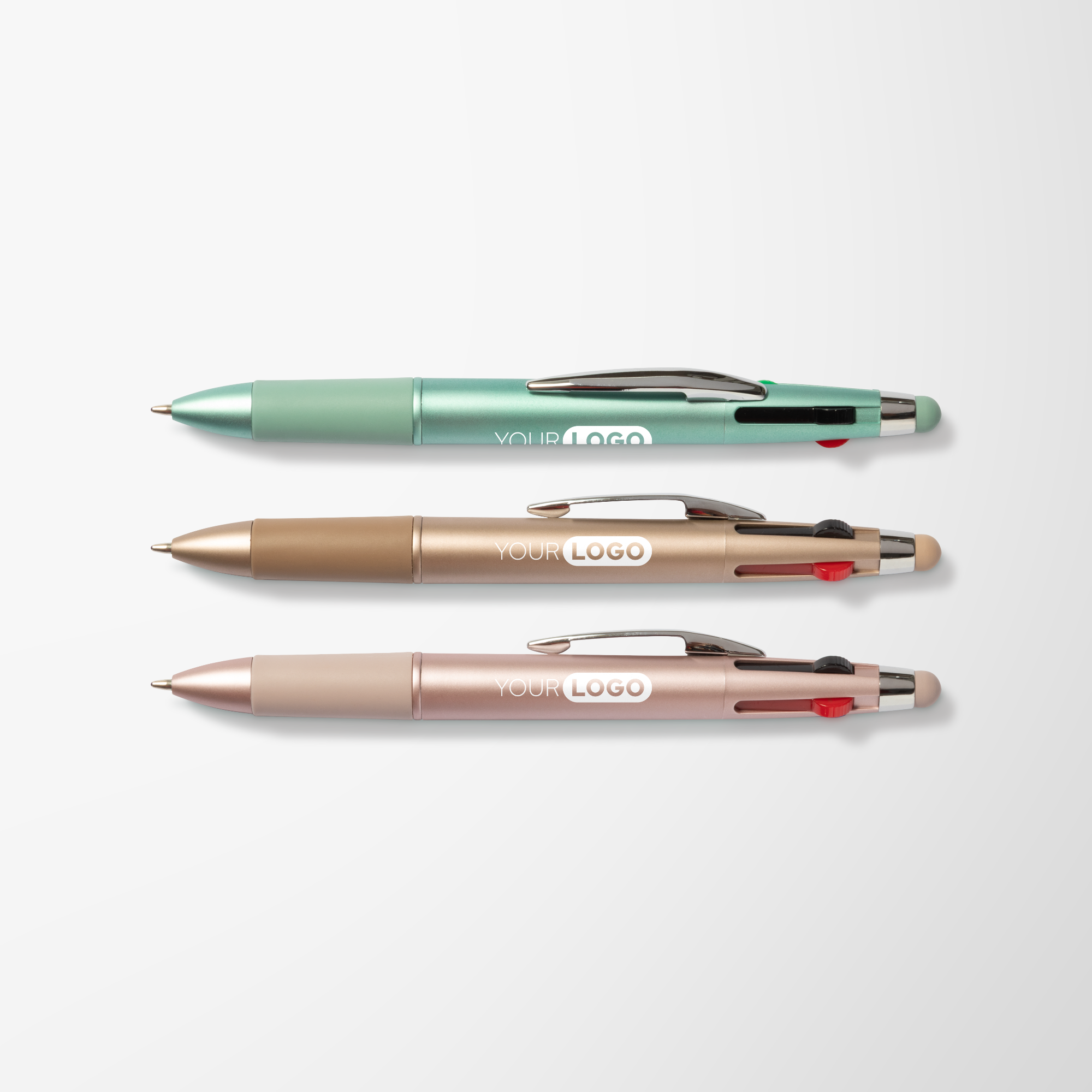 Custom Metallic Pastel Lucina 4-Ink Stylus Pen | Pens.com