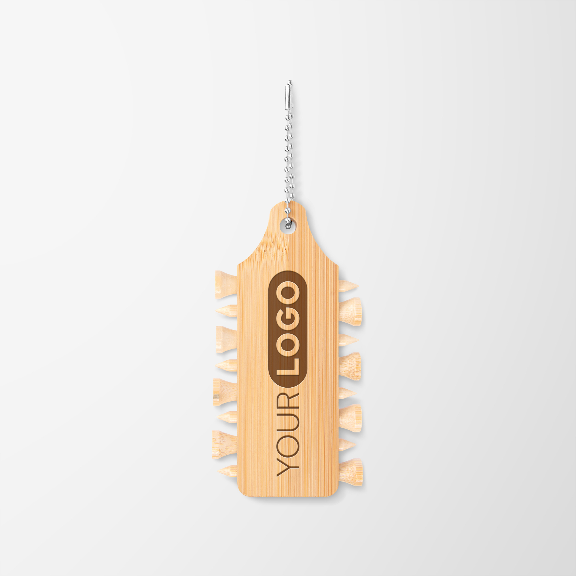 Custom Engraved Bamboo Golf Tee Holder Keychain | Pens.com