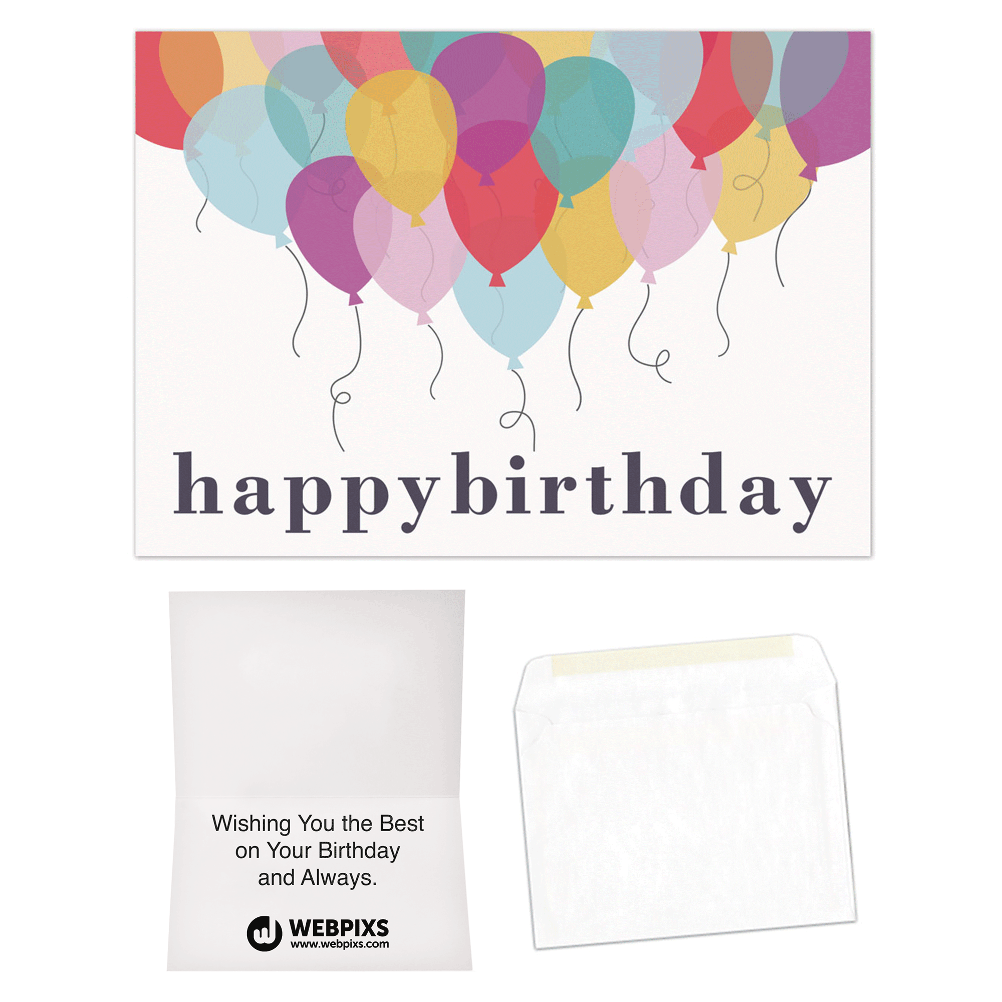Custom Colorful Birthday Balloons Greeting Card | Pens.com