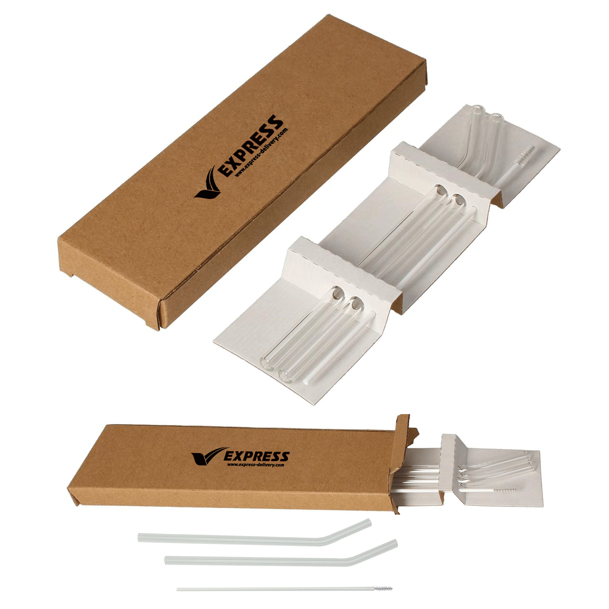 Promotional Transparency Glass Straw Set with Logo | Pens.com