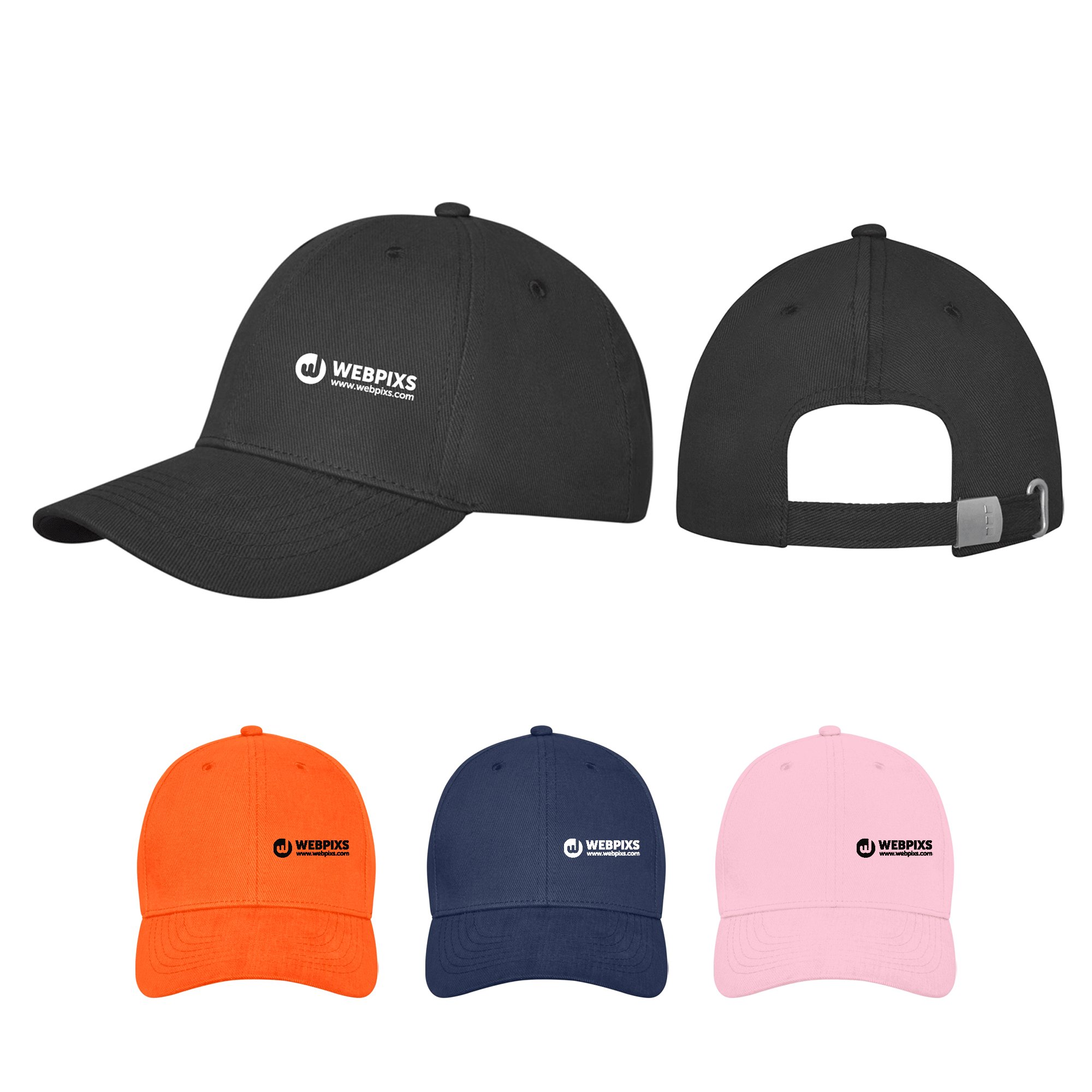 Salgsfremmende Davis caps med 6 paneler med logo | Pens.com