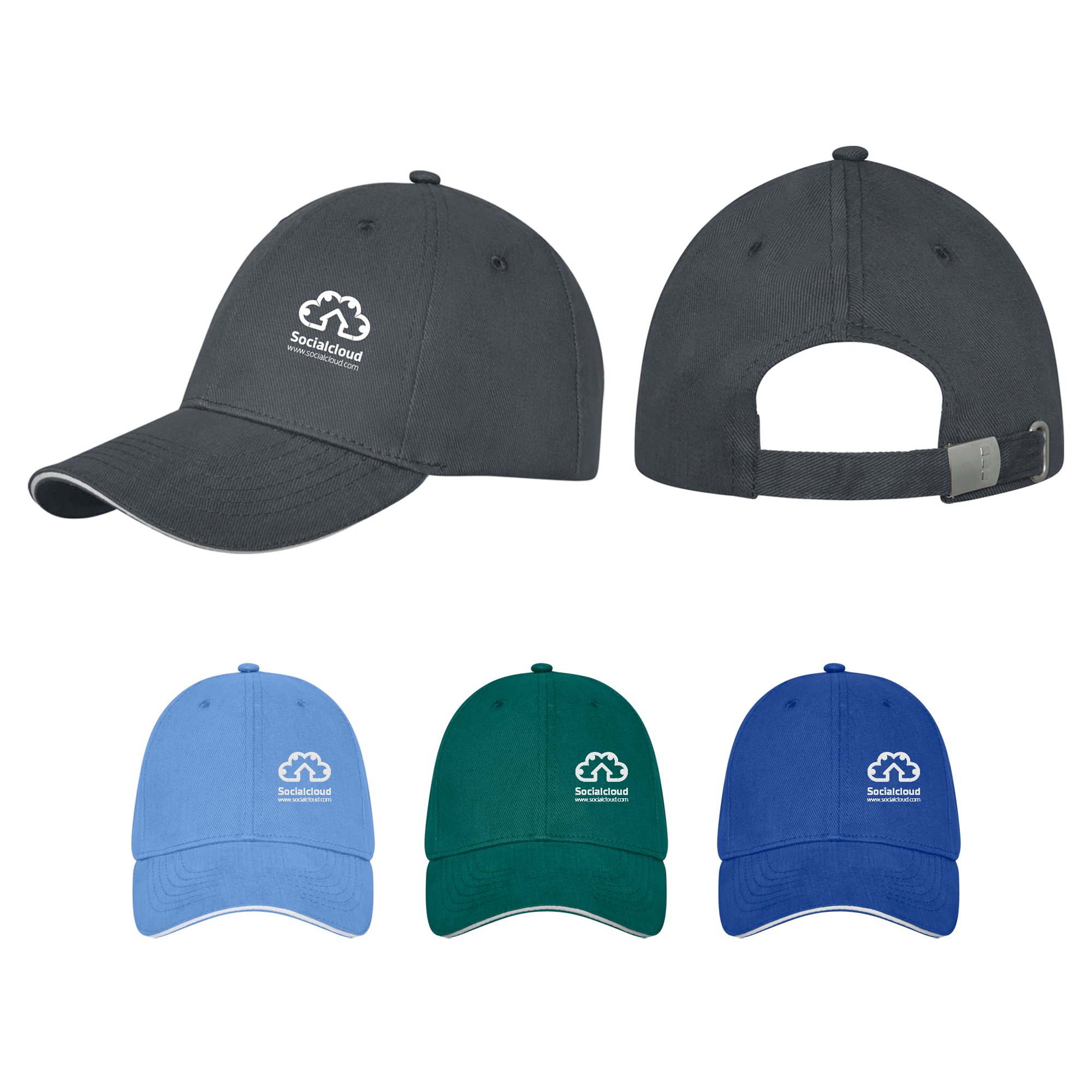 Salgsfremmende Darton Sandwich caps med 6 paneler med logo | Pens.com
