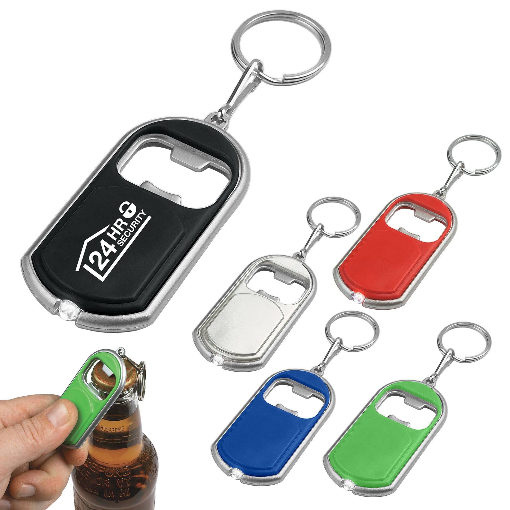 Custom Bottle Opener Keychain with LED Flashlight | Pens.com