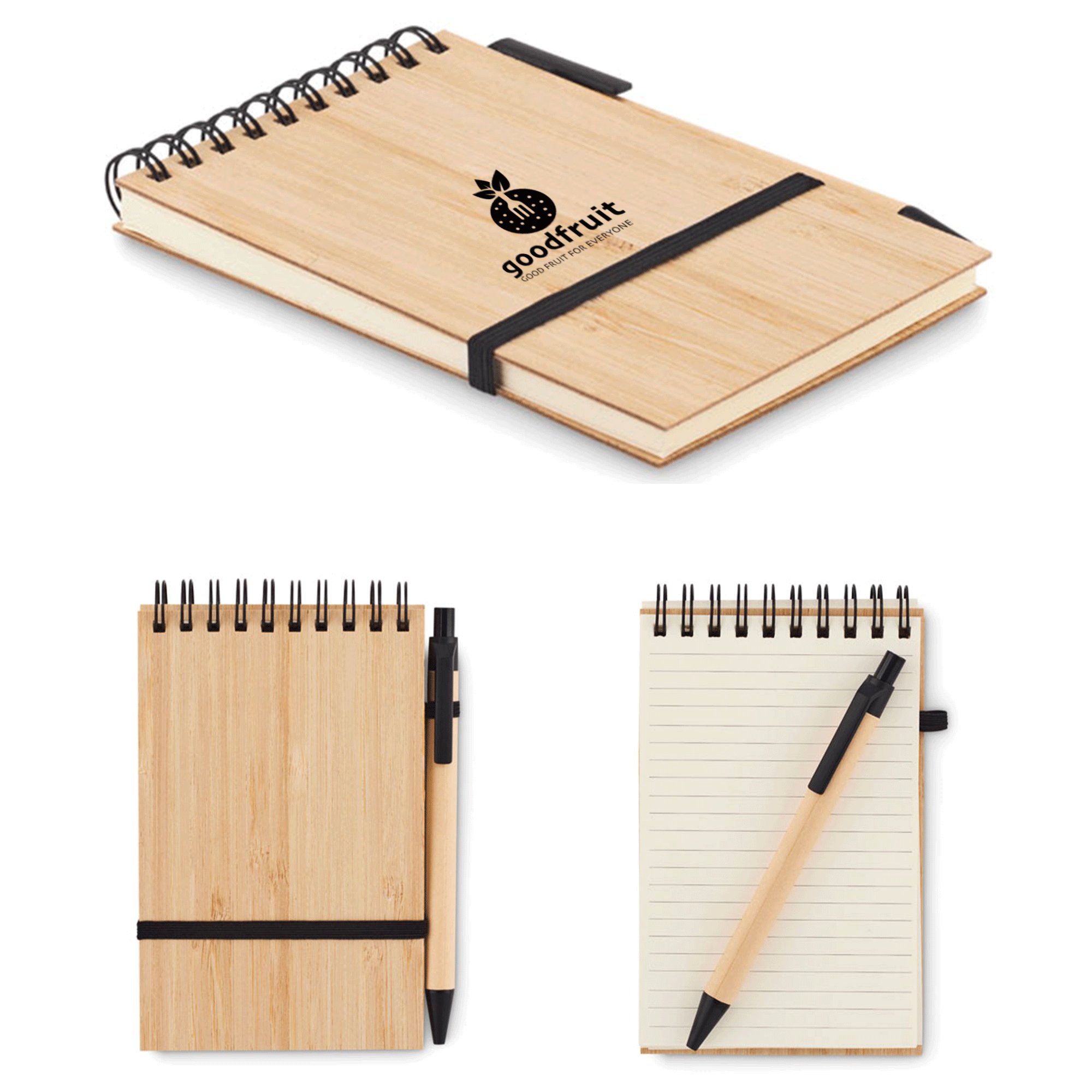 Promotional A6 bamboo notepad set with Logo | Pens.com